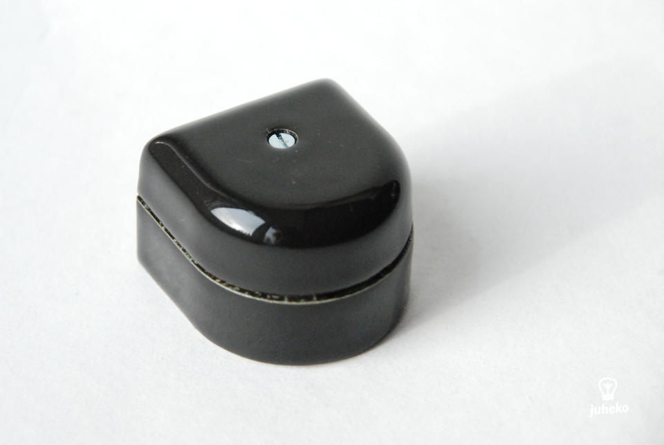 Mini Porcelain junction box, curved, black|Juheko -Textile Cables and ...